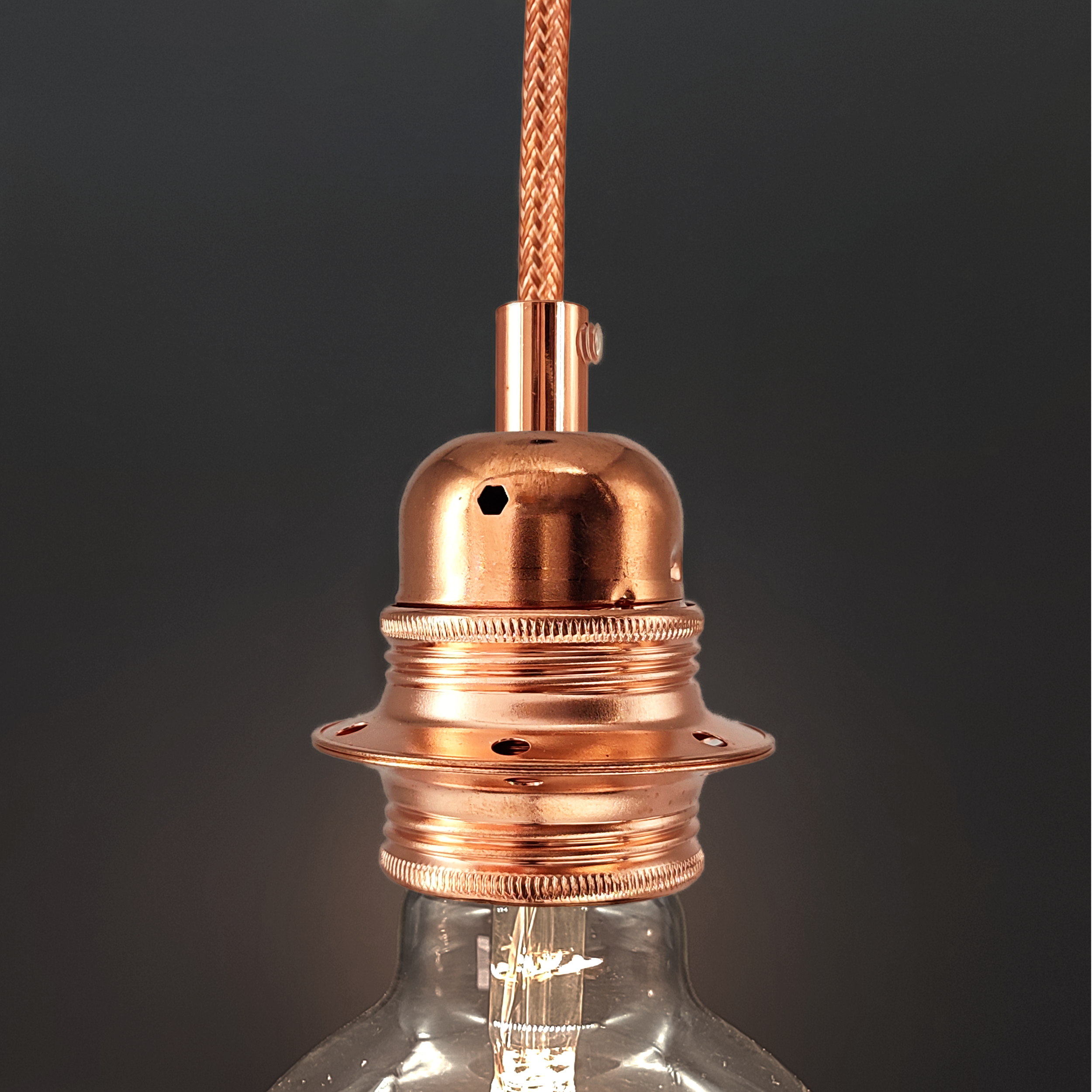 Kit douille E27 double ferule cuivre pour cable Cylindrique