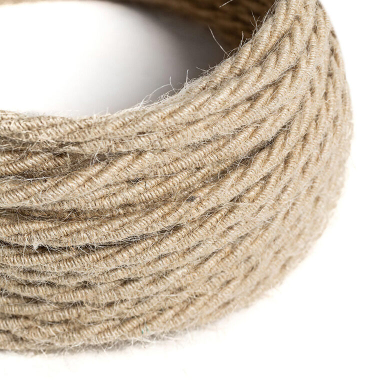 Beige jute gedraaide elektriciteitsdraad 2x0,75 of 3x0,75 - MC Fact