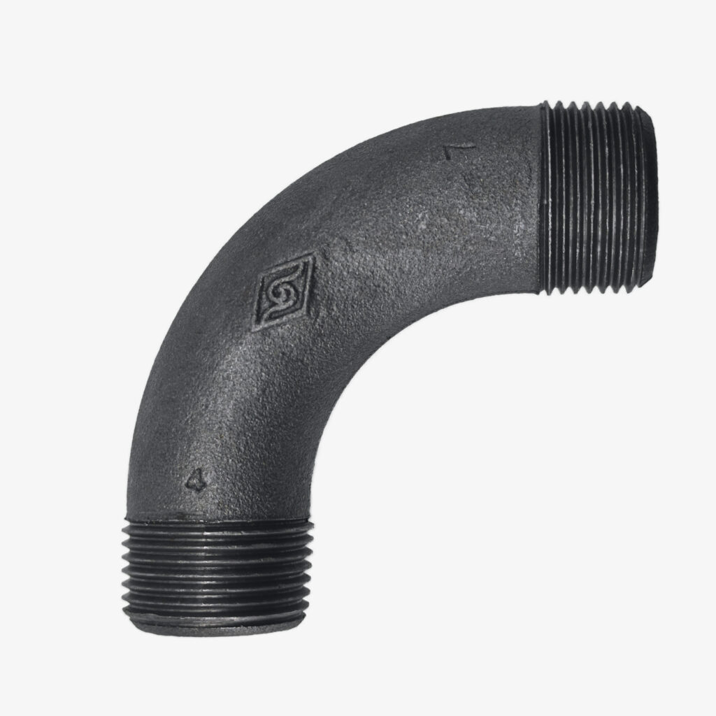 Long Elbow Male Male 90° Radius Malleable Cast Iron - MC Fact