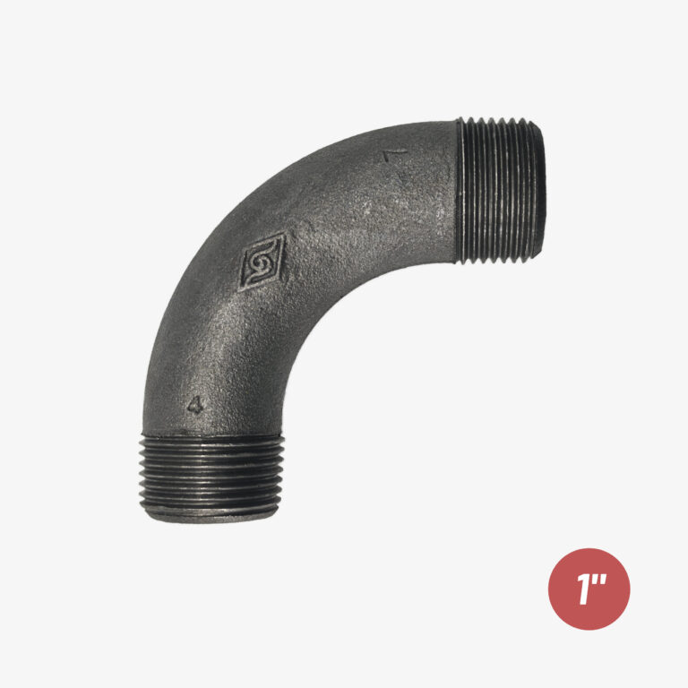 Long Elbow Male Male 90° Radius Malleable Cast Iron - MC Fact