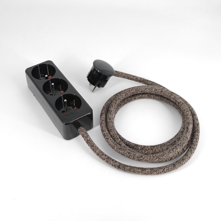 Multiprise Vintage Noir Cable Brun Marron Lin FR- MC Fact